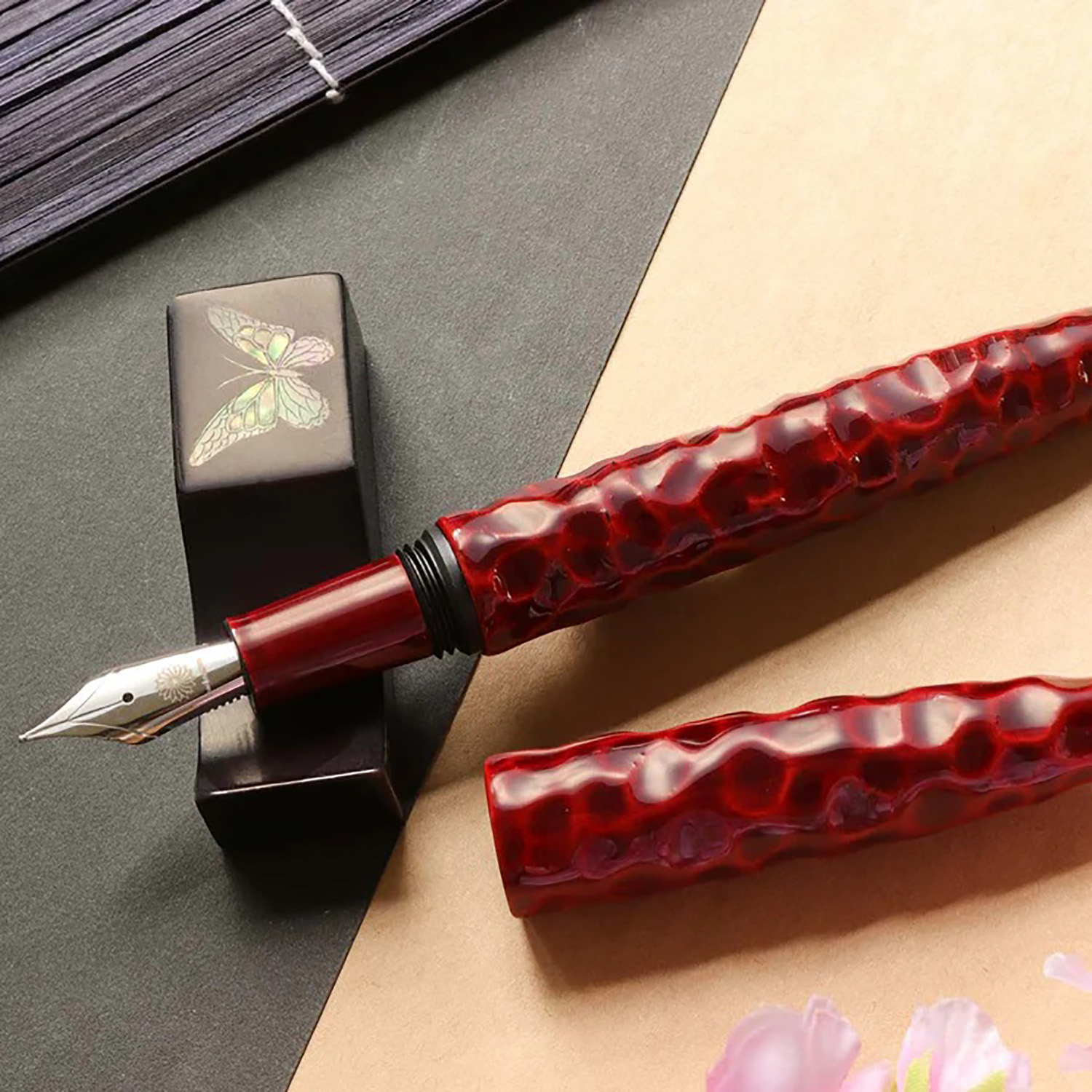 Wancher Dream Pen Aizu Urushi Kikko-Nuri Akatamenuri Fountain Pen - Vulpen / Fountain pen ...